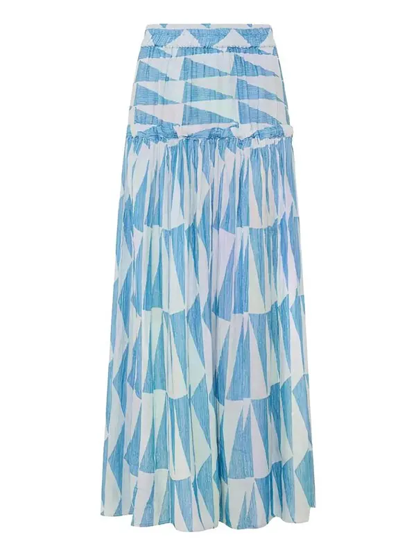 PEARL & CAVIAR Zakar Geometric Maxi Skirt - Blue