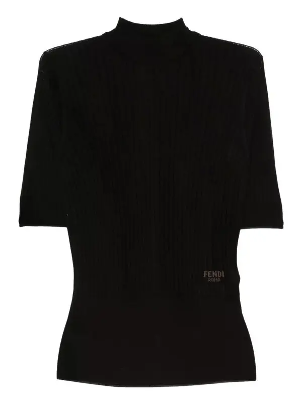 Fendi Logo-detail Ribbed Top - Black