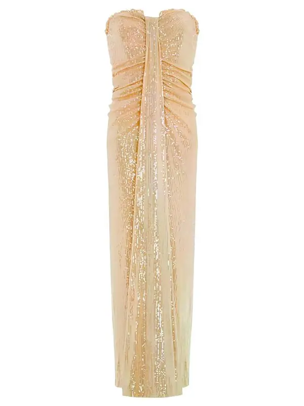 NEEDLE & THREAD Amora Strapless Dress - Gold