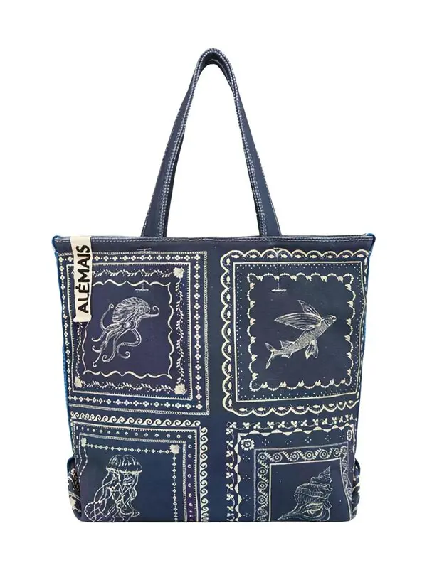 ALEMAIS Printed Tote Bag - Blue