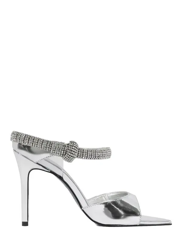 Schutz Crystal-embellished Metallic Stiletto Sandals - Silver