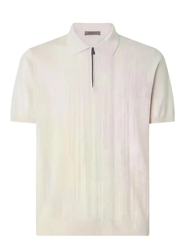 Corneliani Zip-up Cotton Polo Shirt - Neutrals