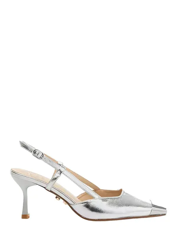 TWENTY FOURHAITCH Square Toe Strap Pumps - Silver