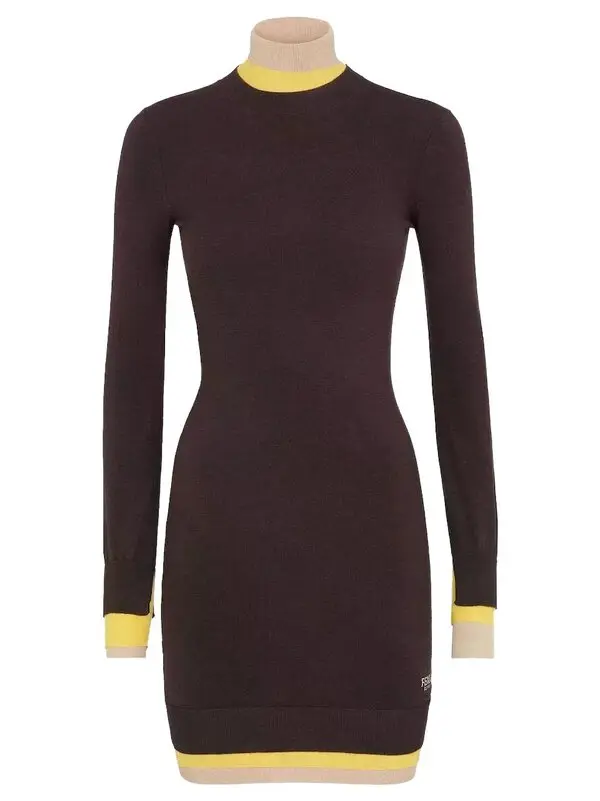Fendi Contrasting-trim Dress - Brown