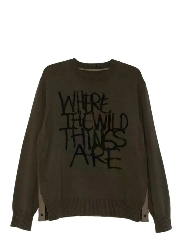 Sacai Text-print Sweater - Green