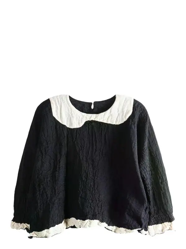 DANIELA GREGIS Wool Ruffled Blouse - Black