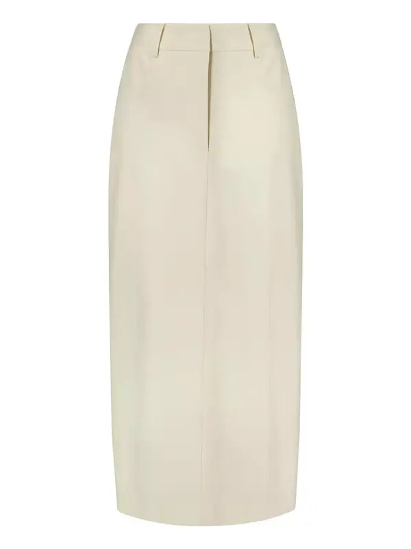 MALINA Asta Back-slit Midi Skirt - Neutrals