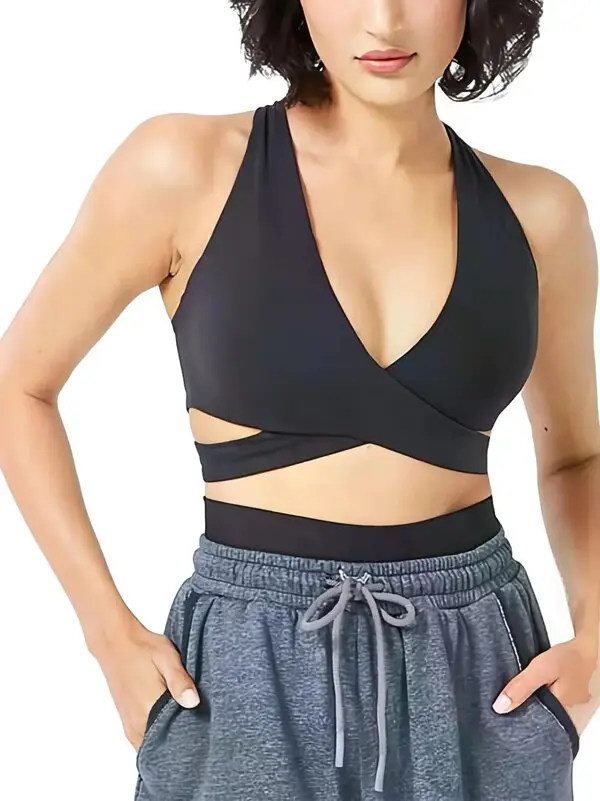 SQUATWOLF Criss-cross Sports Bra - Black