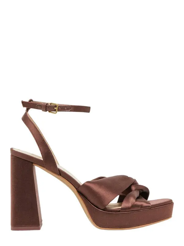 DOLCEVITA Parlo Platform Heels - Mid Brown Satin