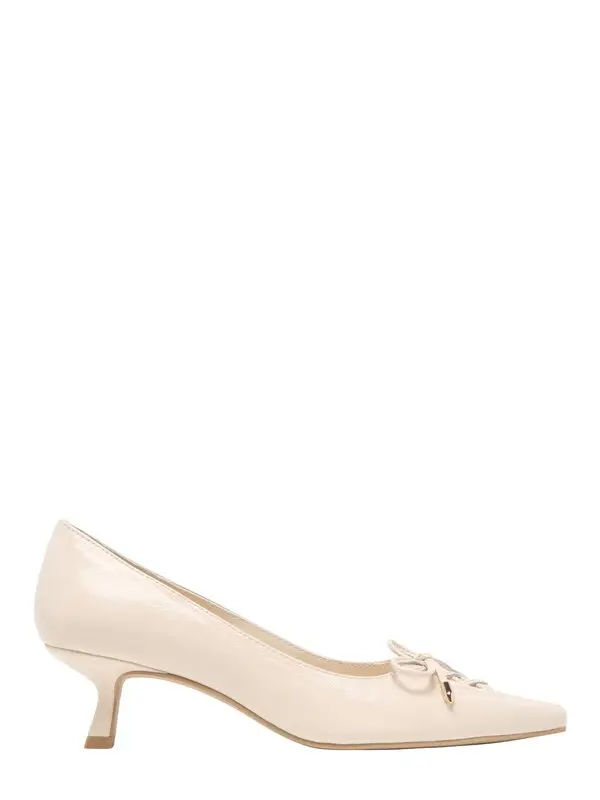 DOLCEVITA Claire Crinkle Patent Leather Bow Heels - Bone Crinkle Patent Leather