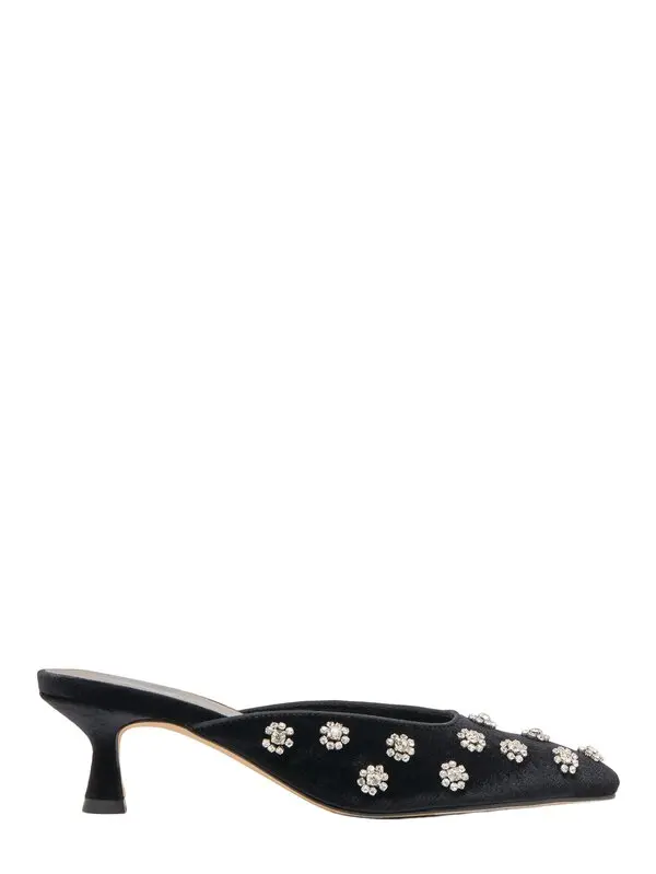 DOLCEVITA Clara Kitten Heeled Mules - Nero Velvet
