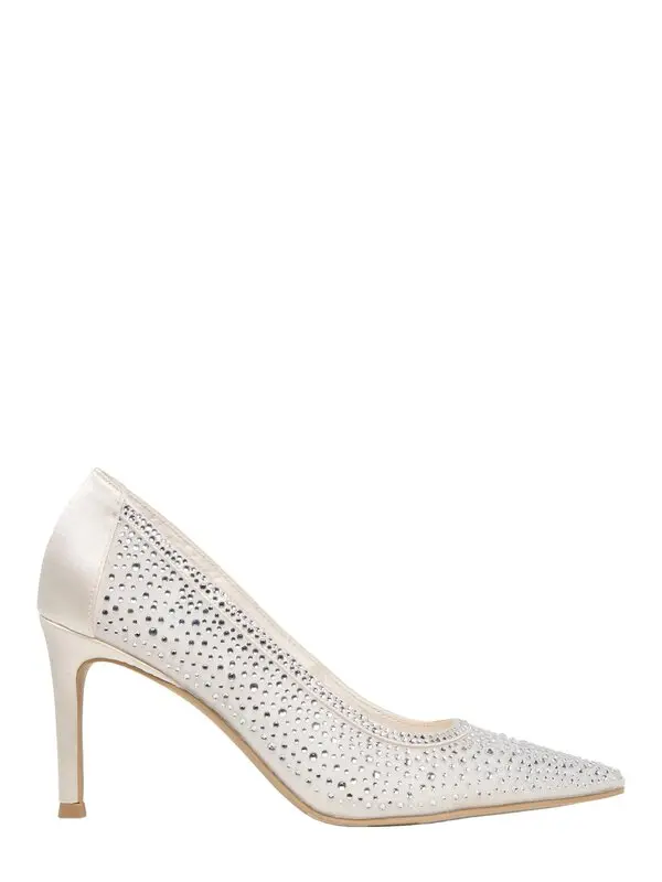 DOLCEVITA Kashe Crystal Embellished Stiletto Heels - White Mesh