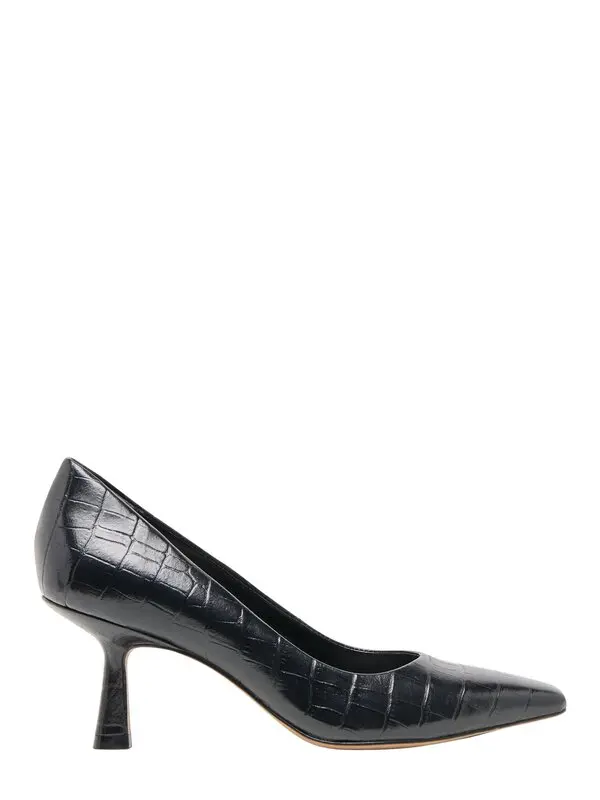 DOLCEVITA Briona Embossed Leather Heels - Noir Croco Embossed Leather
