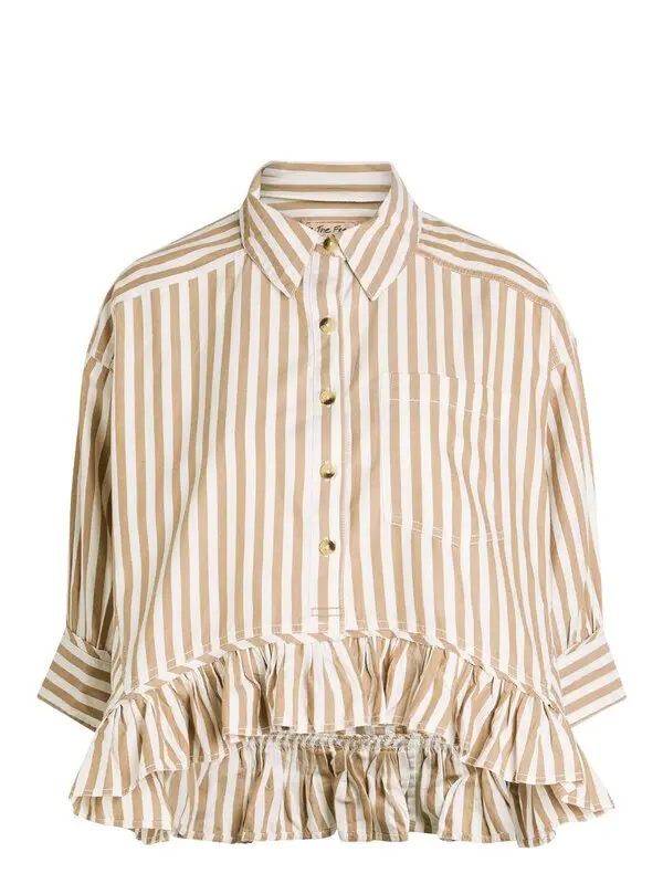Free People Bailey Striped Cotton Shirt - Beige