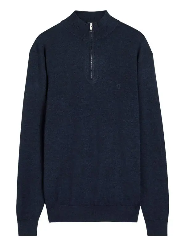 LES DEUX Greyson Half-zip Merino Wool Jumper - Navy