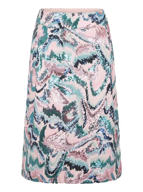Rabanne Sequin Embellished A-line Midi Skirt - Blue