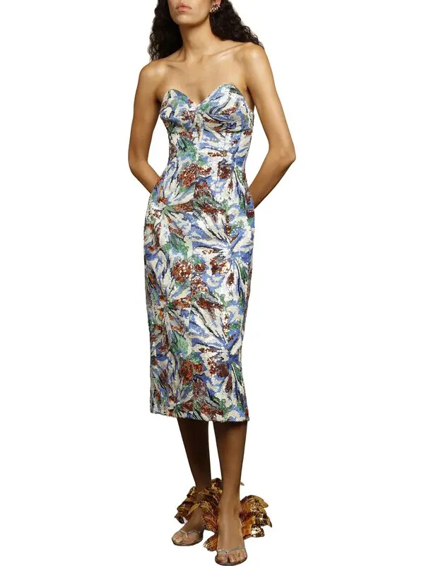 Rabanne Strapless Sequin Embellished Midi Dress - Multi
