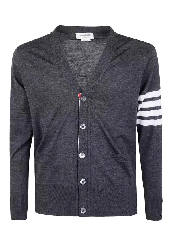 Thom Browne Stripe Detail Cardigan - Grey