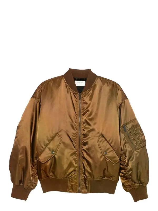 Saint Laurent Satin-finish Bomber Jacket - Brown