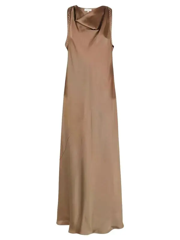 Antonelli Firenze Sleeveless Paillette-trimmed Satin Dress - Brown