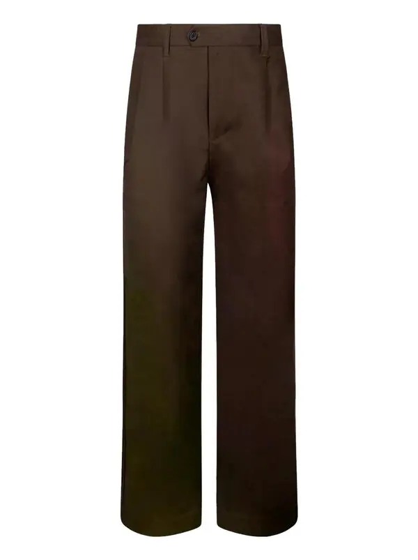 SELECTED Button Zip Trousers - Brown