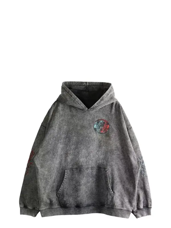 D-R-G-N Embroidered Graphic Hoodie - Grey