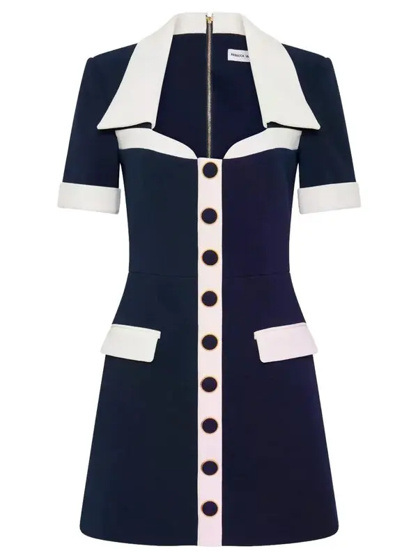 Rebecca Vallance Ula Button-fastening Mini Dress - Blue
