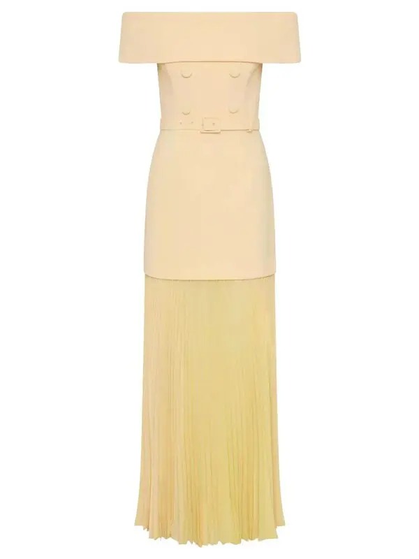 Rebecca Vallance Muriel Off-shoulder Pleated Midi Dress - Yellow