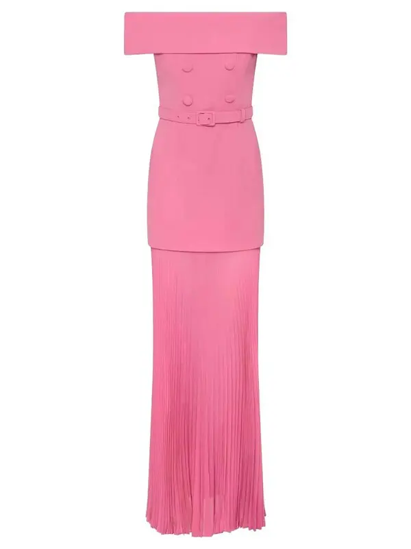 Rebecca Vallance Muriel Off-shoulder Pleated Midi Dress - Pink