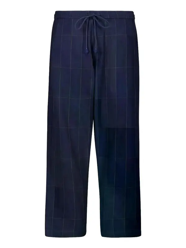 BAZISZT Checked Drawstring Trousers - Blue