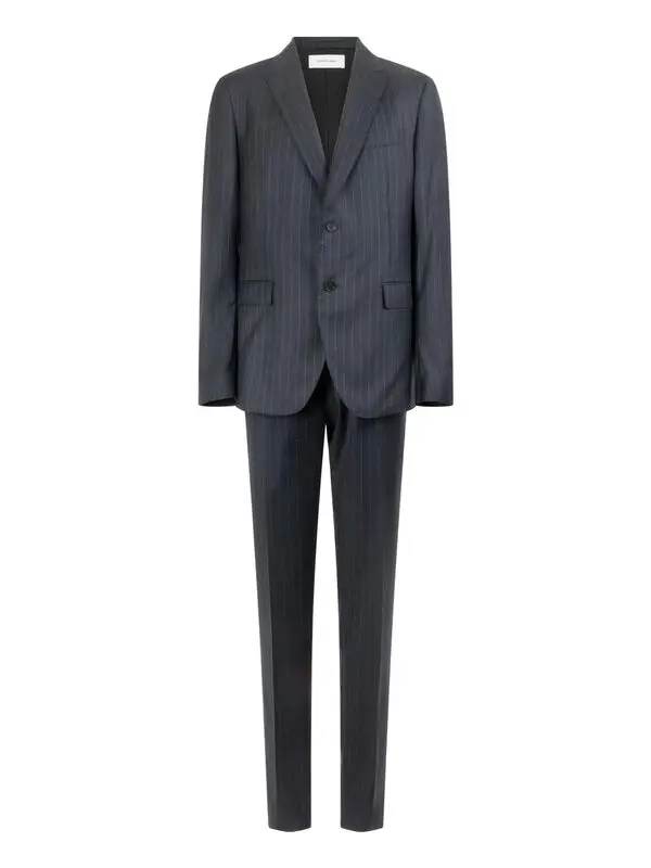FERRAGAMO Striped Suit In Wool - Grey