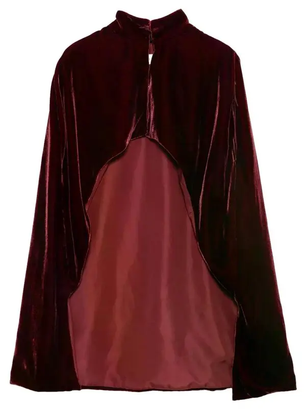 Raquel Diniz High-neck Velvet Cape - Red