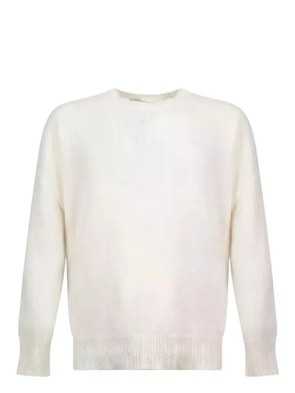 AMARANTO Distressed Knit Sweater - White