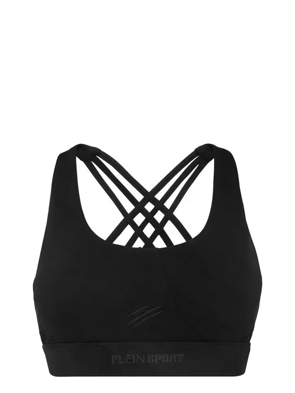 PLEIN SPORT Crisscross-strap Sports Bra - Black