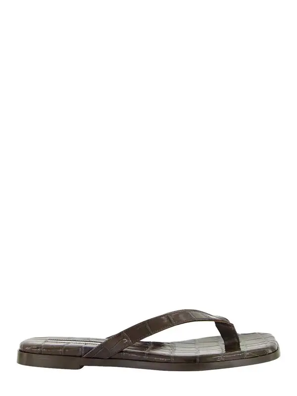 EMME PARSONS Embossed Croc Flat Sandals - Brown