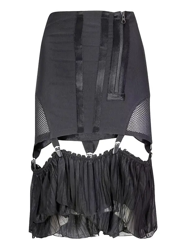 KNWLS Mesh Velvet Tape Skirt - Black