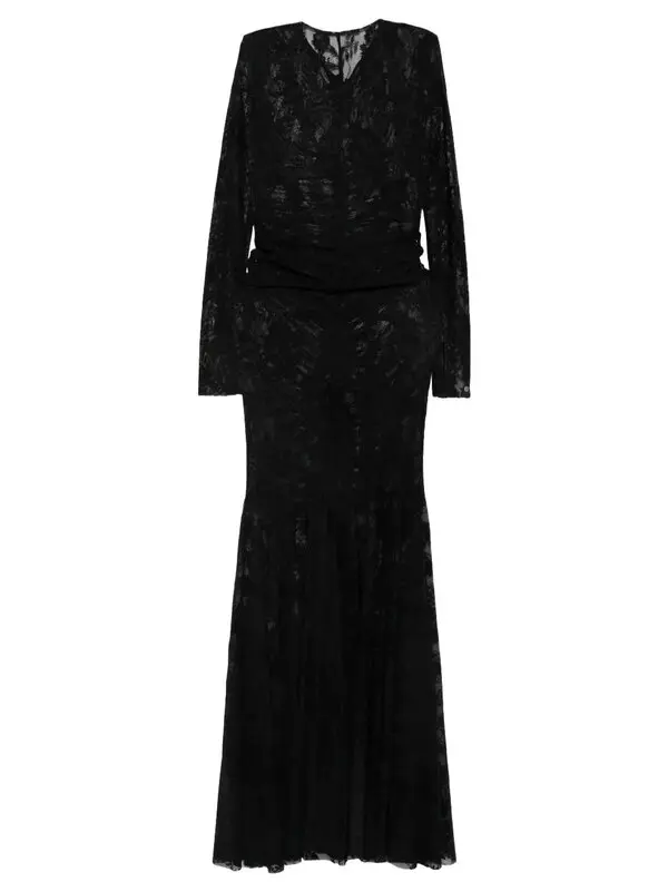Norma Kamali Long Sleeve V-neck Maxi Dress - Black