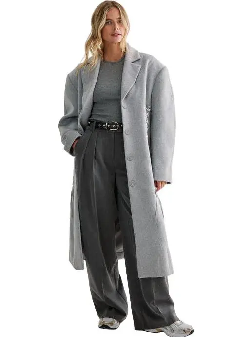 Nasty Gal Corseted Detail Maxi Coat - Grey