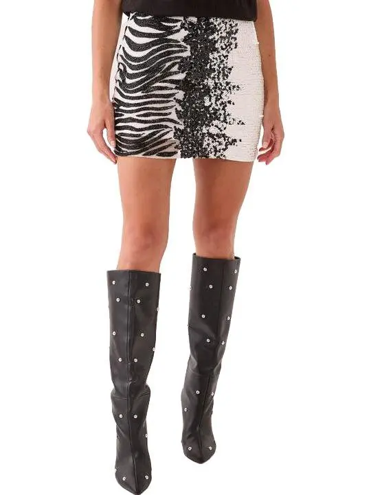 Nasty Gal Zebra Ombre Sequin Mini Skirt - Mono
