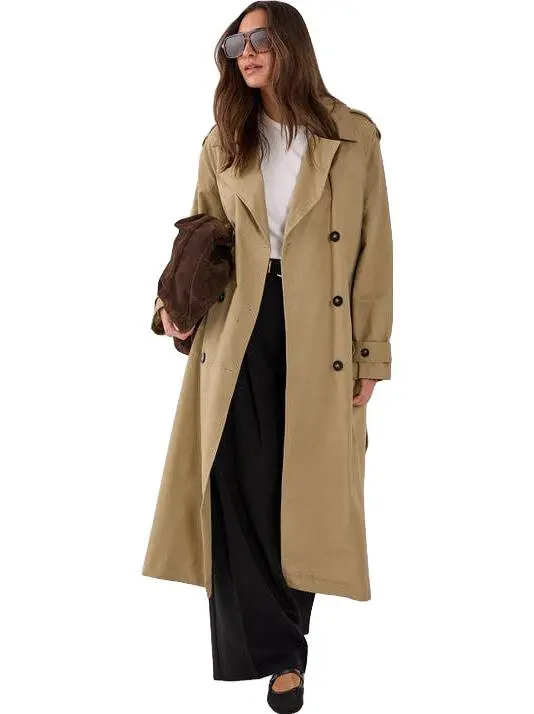 Nasty Gal Double Breasted Belted Trench Coat - Caramel
