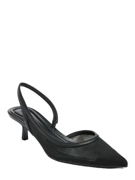 OPEN EDIT Corina Slingback Kitten Heel Pumps - Black Mesh