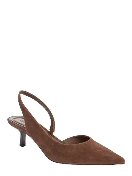 OPEN EDIT Corina Slingback Kitten Heel Pumps - Brown Oak