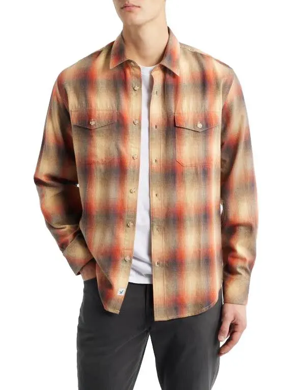 James Campbell Ranchero Modern Fit Plaid Cotton Button-up Shirt - Pumpkin
