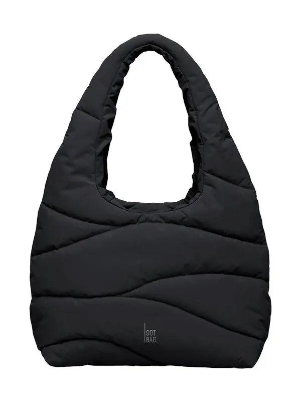 GOT BAG Wavy Puffer Recycled Nylon Shoulder Bag - Black