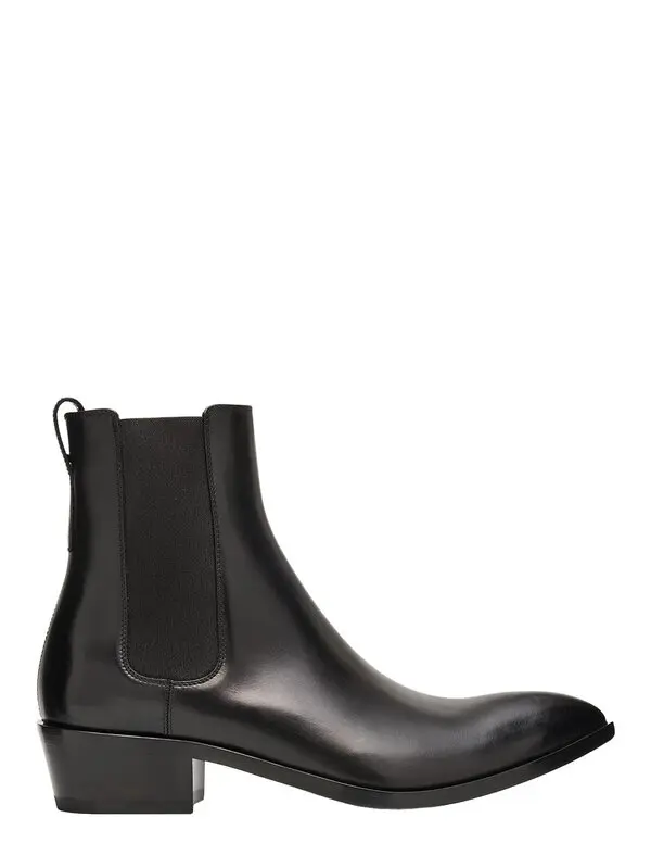 TOM FORD Burnished Leather Chelsea Boots - Black