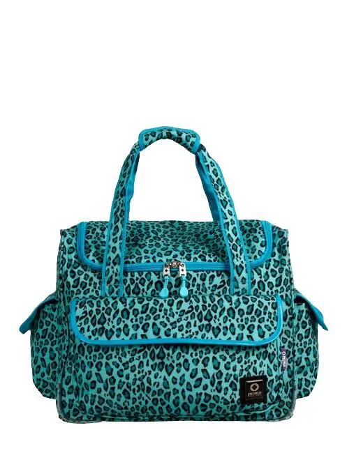 J WORLD Donna Rolling Carry-on Tote With Laptop Sleeve - Mint Leopard