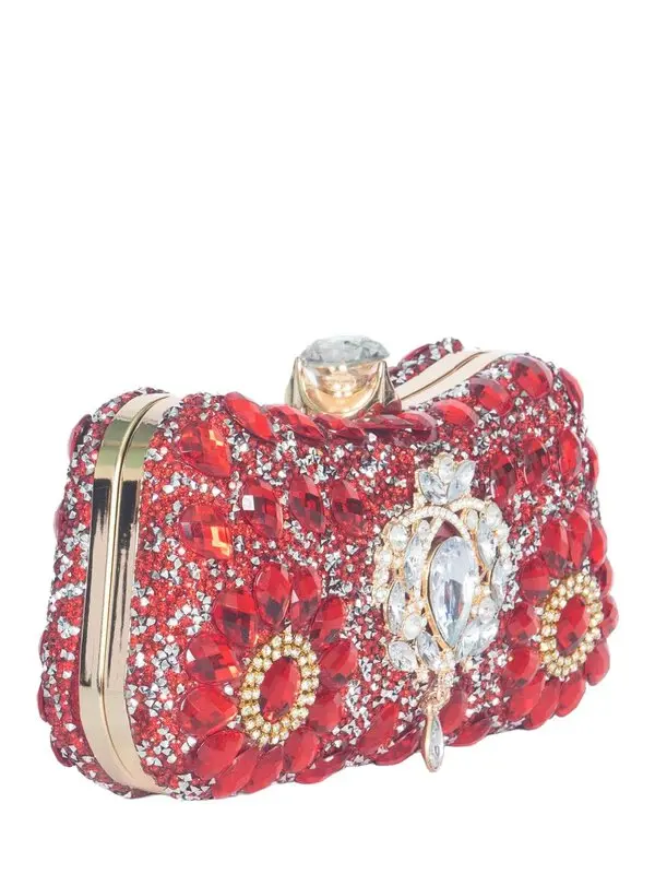 LAUREN LORRAINE Shimmering Evening Clutch - Red