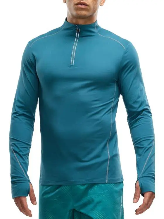 PELOTON Active Brushed Jersey Quarter Zip - Dark Teal