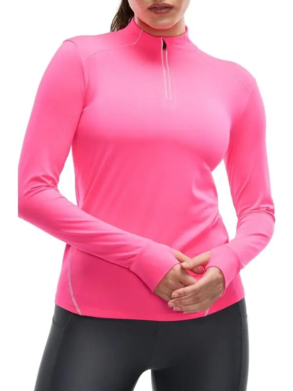 PELOTON Active Brushed Jersey Quarter-zip - Hot Pink