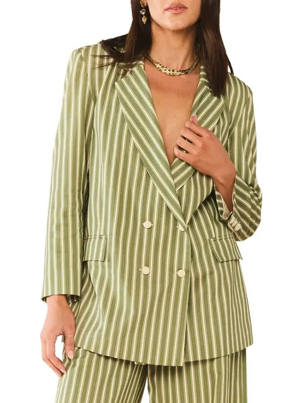EDDY Meredith Double-breasted Blazer - Meadow Stripe